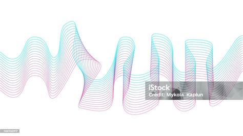 선이있는 추상적 인 파동 디지털 주파수 트랙 이퀄라이저 벡터 일러스트 레이 션 동적 음악 웨이브 기술 소리 가리키기에 대한 스톡