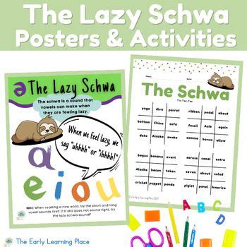 The Lazy Schwa Vowel Sound Posters And Activities Schwa Vowel Reading Words