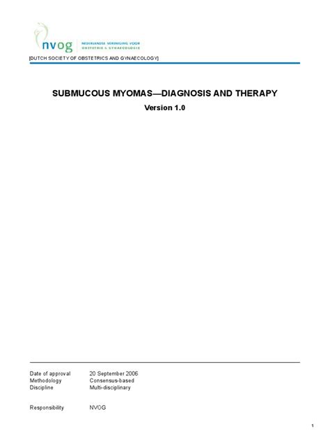 Submucous Myomas Diagnosis And Therapy Dutch Society Of Obstetrics