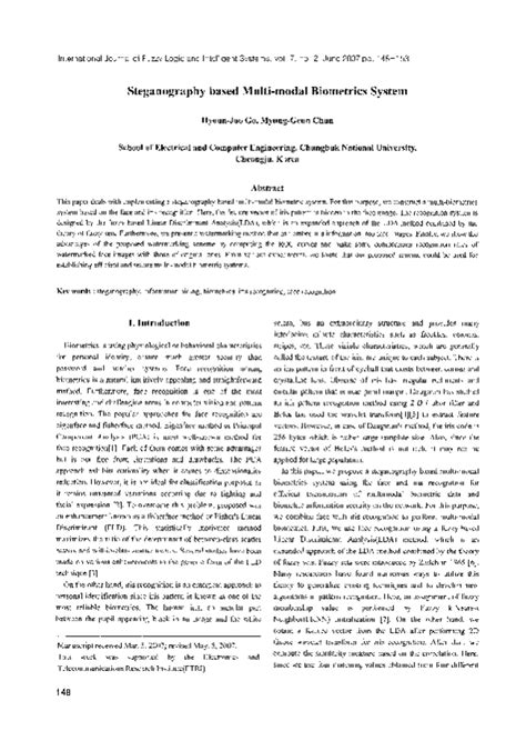 Pdf Steganography Based Multi Modal Biometrics System Myung Geun
