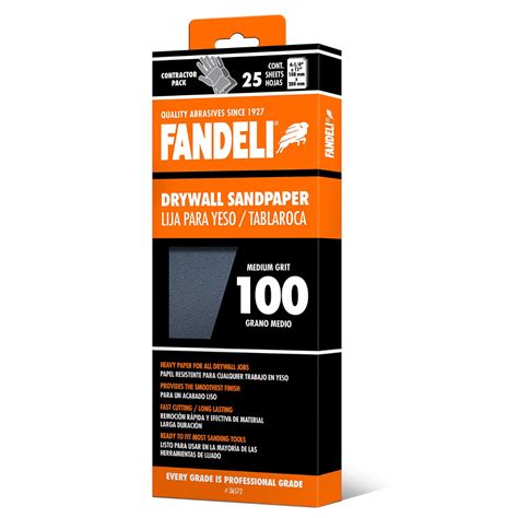 Kit 25 Lija Profesional Yeso Paredes Grado Medio 100 Fandeli