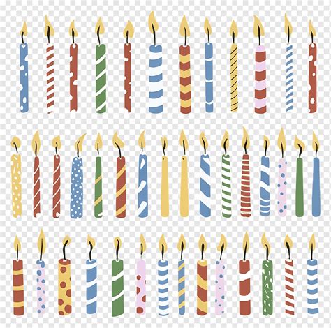 다채로운 생일 촛불 Png Pngwing