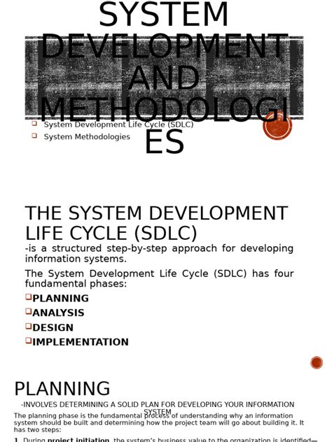 System Development And Methodologies Pdf Software Development