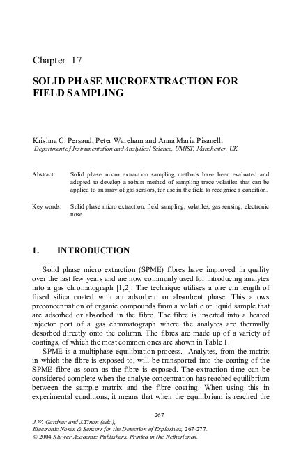 Pdf Solid Phase Microextraction For Field Sampling