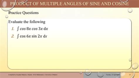 Mat221 Calculus Ii Reduction Formula Powers Of Trig Functions And