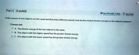 solved part 1 point hsee periodic table scehint if thc masses of two