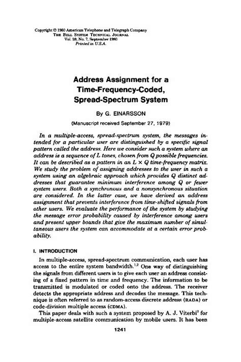 Pdf Address Assignment For A Time Frequency Coded Spread Spectrum System Dokumentips