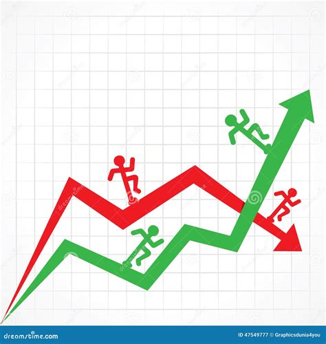 Up And Down Business Graph With Running Man Stock Vector Illustration