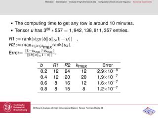 Efficient Analysis Of High Dimensional Data In Tensor Formats PPT