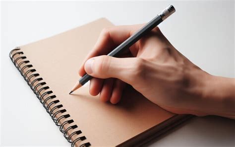 Premium Ai Image Blank Notebook The Hand Holding The Pencil Is About To Start Writing In A