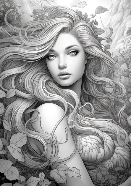 Premium AI Image Gray Scale Coloring Sexy Woman In Dress And Fashion Modeling