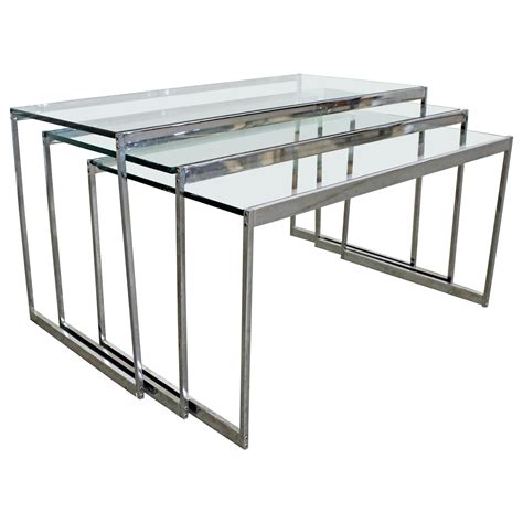 Modern Chrome And Glass Nesting Tables By Saporiti For Sale At 1stdibs