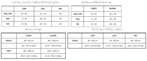 Lingerie Size Chart Find Your Perfect Lingerie Match