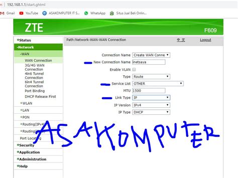 Setting Modem Zte F Setting Wan Asakomputer