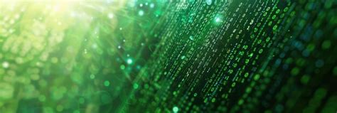 Green Binary Code Data Stream On Digital Technology Background