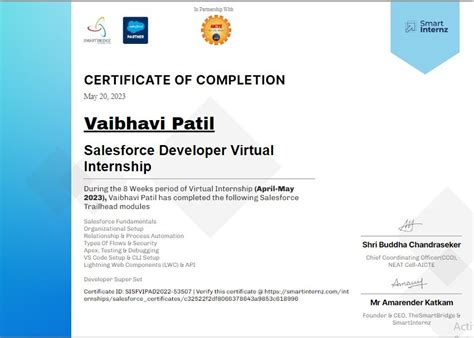 Vaibhavi Nandkumar Patil On Linkedin Smartinternz Salesforce