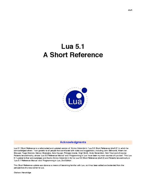 Lua 51 A Short Reference Pdf Trigonometric Functions String Computer Science