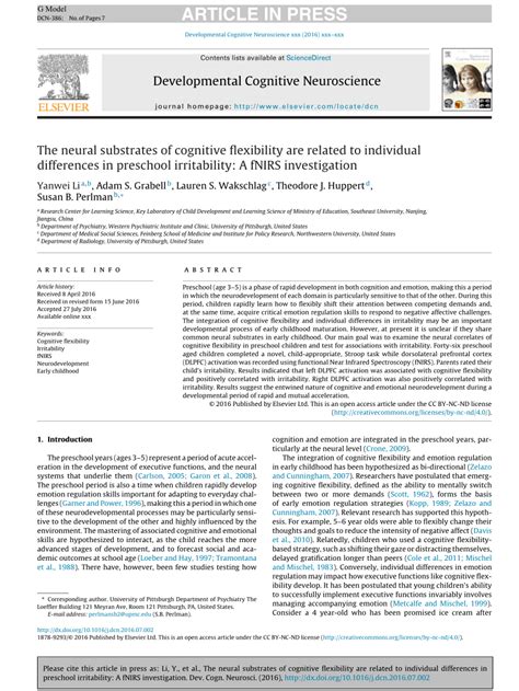 Pdf The Neural Substrates Of Cognitive Flexibility Are Related To Individual Differences In