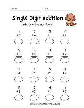 Single Digit Addition By Empowering Many Individuals TPT