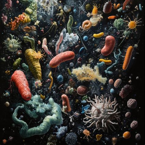 Intricate Array Of Various Bacteria And Microbes In A Vibrant And Diverse Ecosystem Generative