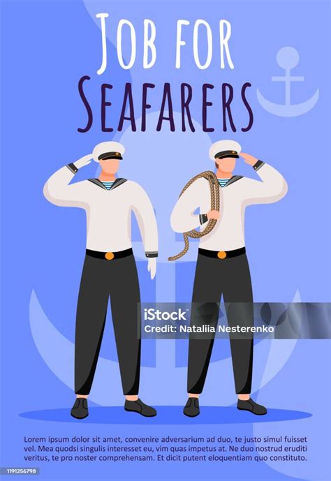선원 포스터 벡터 템플릿에 대한 작업입니다 해양 경력 선원 선박 승무원 브로셔 표지 소책자 페이지 컨셉 디자인과 평면 일러스트