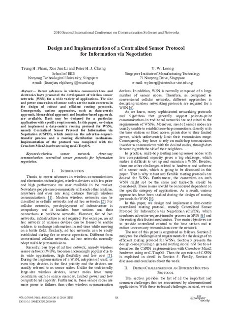 Pdf Design And Implementation Of A Centralized Sensor Protocol For Information Via Negotiation