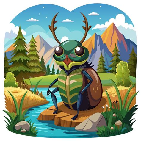 Figeater Beetle Bug Powerless Sits Lake Vector Stock Vector Illustration Of Isolated Symbol