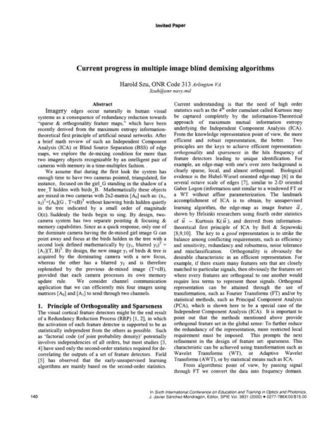 Pdf Current Progress In Multiple Image Blind Demixing Algorithms