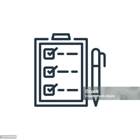 흰색 배경에서 격리된 체크리스트 벡터 아이콘입니다 웹 사이트 디자인 및 모바일 앱 개발을 위한 개요 씬 라인 체크리스트 아이콘 씬 선 체크리스트 개요 아이콘 벡터 그림입니다