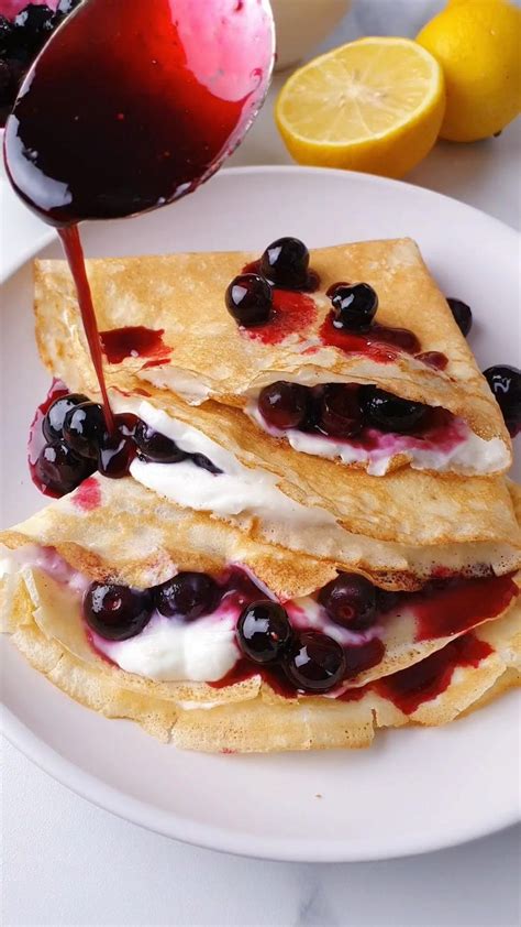 Gluten Free Lemon Ricotta Crêpes With Blueberry Sauce [video] Recipe [video] In 2024 Baking