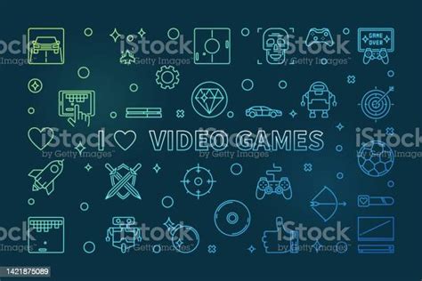 나는 비디오 게임 다채로운 선형 배너를 사랑 벡터 일러스트 레이 션 Brand Name Video Game에 대한 스톡 벡터 아트 및 기타 이미지 Brand Name