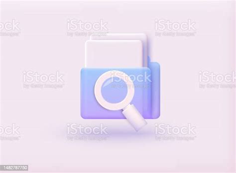 돋보기와 파일이 있는 폴더 3d 웹 벡터 일러스트레이션 개념에 대한 스톡 벡터 아트 및 기타 이미지 개념 개념 기호 기업 재무와 산업 Istock