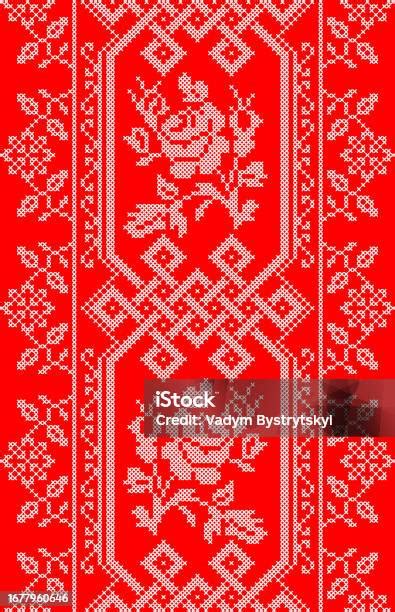 민족 스타일 정체성 Vyshyvanka 인쇄 의류 웹 사이트 배너에 대한 자수로 우크라이나 장식의 벡터 그림 배경 기하학적 디자인 테두리 복사 공간 프레임