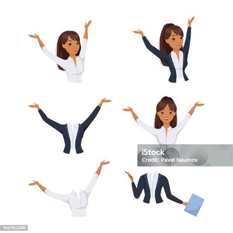 젊은 여성 캐릭터 생성자 인체 부위 세트 행복한 표정 만화 벡터 일러스트 레이 션으로 손과 얼굴을 몸짓 건설 현장에 대한 스톡 벡터 아트 및 기타 이미지 Istock