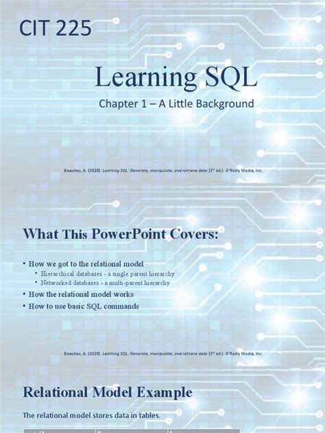 Learning Sql Chapter 1 A Little Background Pdf Relational