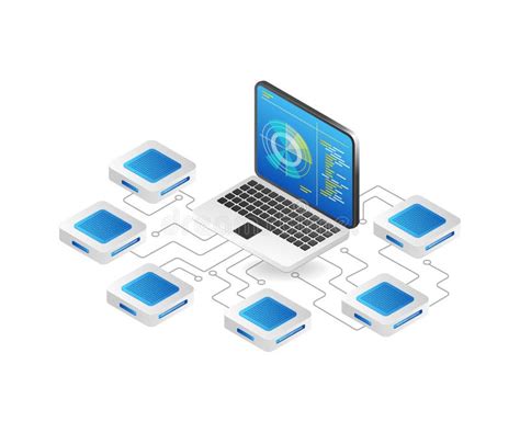 isometric 3d concept illustration radar control network data analysis