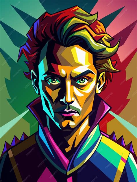 A Poster Of A Man With A Rainbow Colored Background Premium Ai