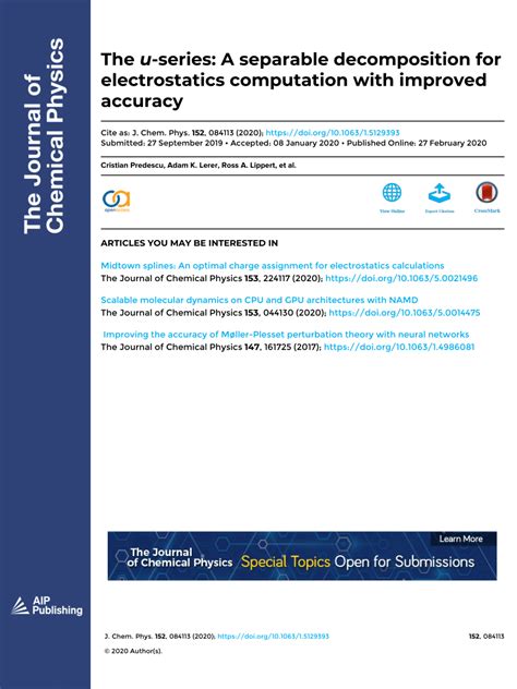 Pdf The U Series A Separable Decomposition For Electrostatics