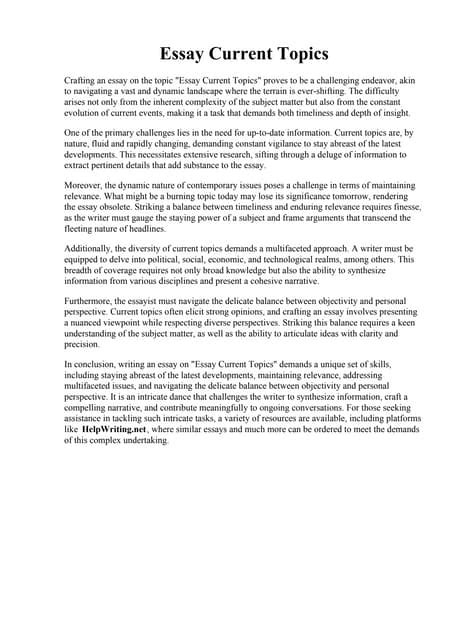 Essay Current Topics Pdf
