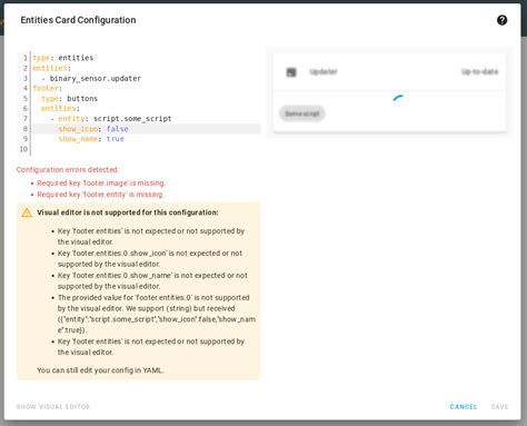 Generated Lovelace Card Config Seen As Invalid · Issue 11668 · Home
