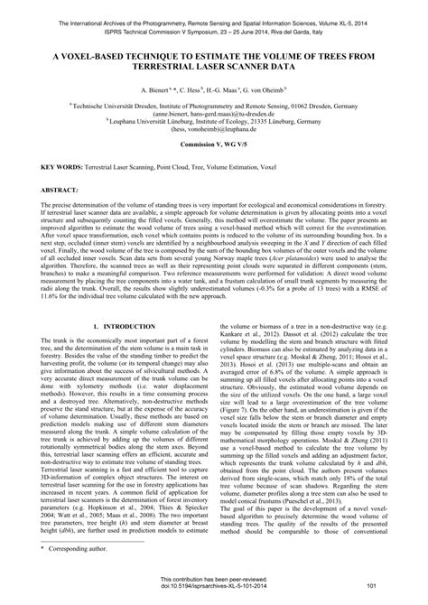 Pdf A Voxel Based Technique To Estimate The Volume Of Trees From