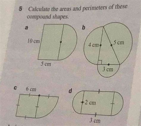 selesai calculate the areas and perimeters of these compound shapes