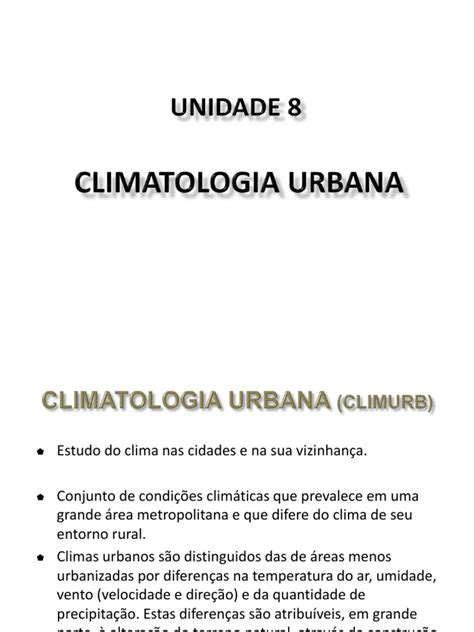 8 Climatologia Urbana Pdf Calor Ferimento