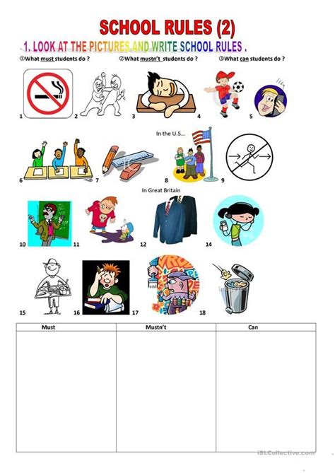 School Rules English Esl Worksheets For Distance Learning And