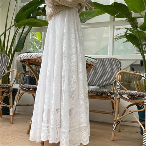 Купити Мереживні спідниці Жіночі еластичні завищені талії Зимова корейська мода Елегантні офісні