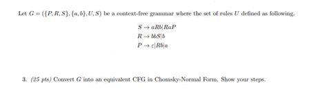 Solved Let G P R S A B U S Be A Context Free Chegg Com
