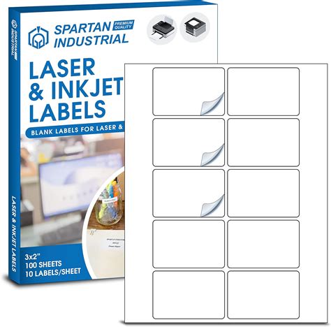 Spartan Industrial Printable Laser Inkjet Labels 3 X 2 White 100 Sheets 1000 Total