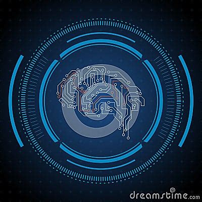 Technologic Background With Circuit Brain Cartoon Vector