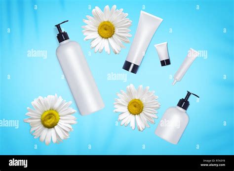 Trendy Realistic Mock Up Of Cosmetics Bottles And Tubes Modern Bright