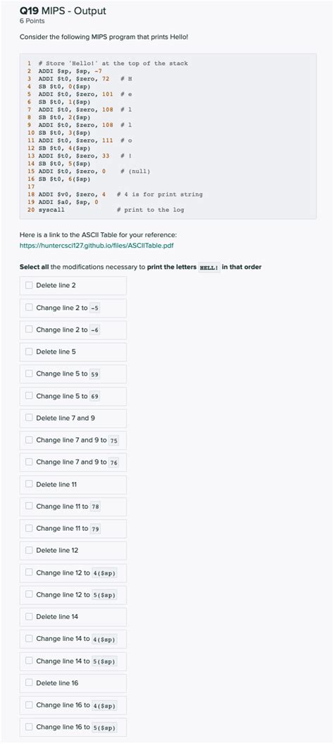 Solved Q19 Mips Output 6 Points Consider The Following